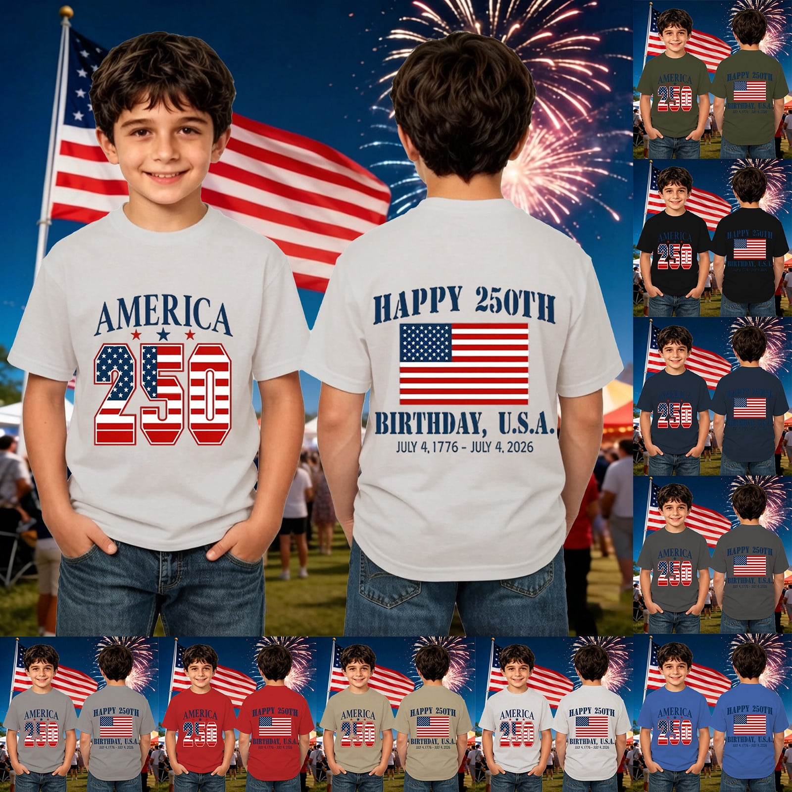 250Th Anniversary Boys Patriotic Independence Day Kids Tee Everyday ...