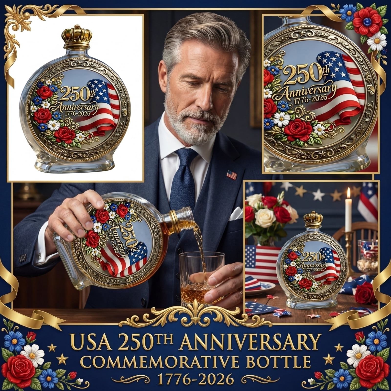 250Th Anniversary Decanter | Usa 250Th Anniversary Flag Commemorative ...