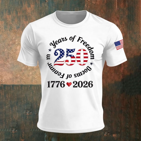 250Th Anniversary Men's Casual Graphic Patriotic Print Short Sleeve ...