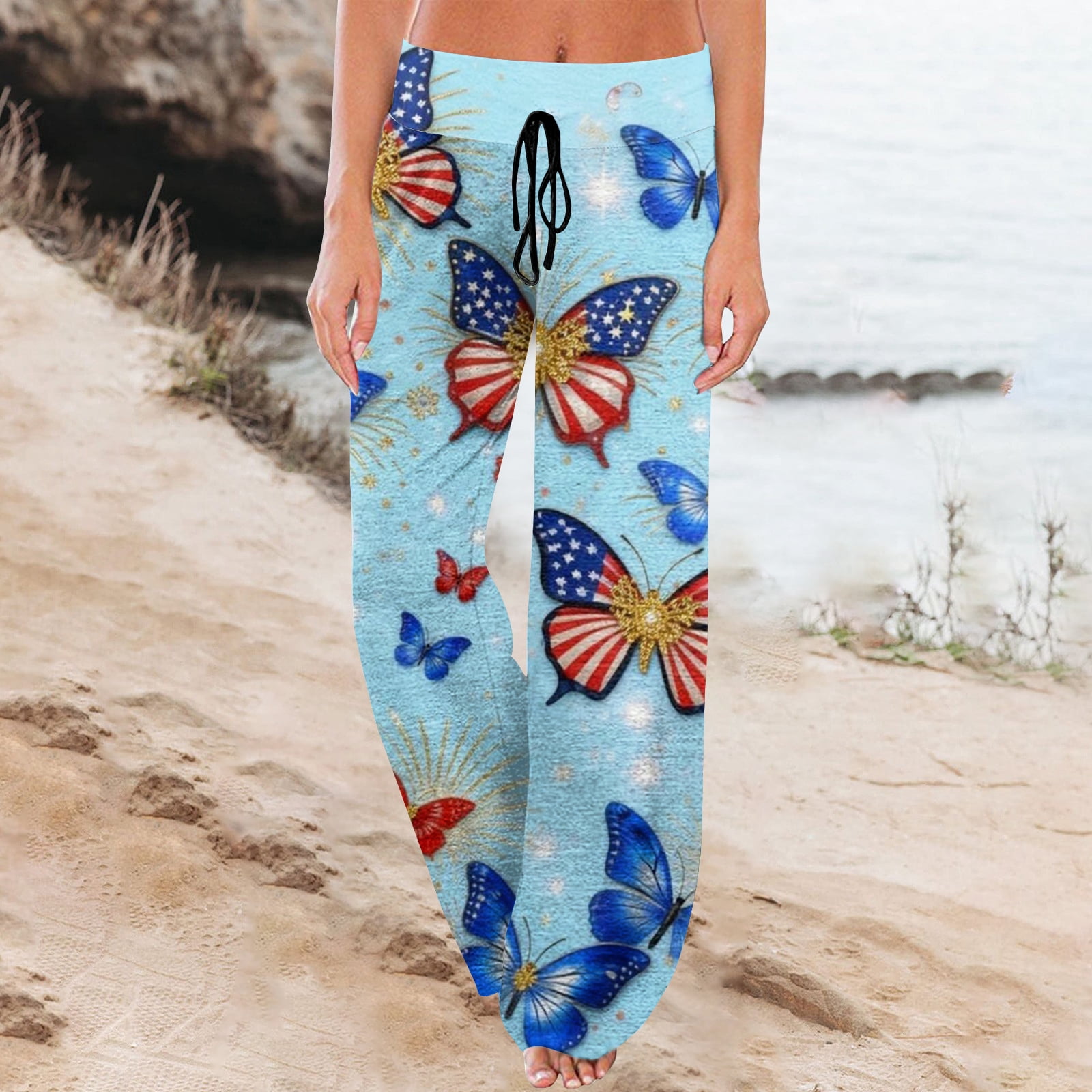 250Th Anniversary Patriotic Red White and Blue Pants, Sunflower Elastic ...