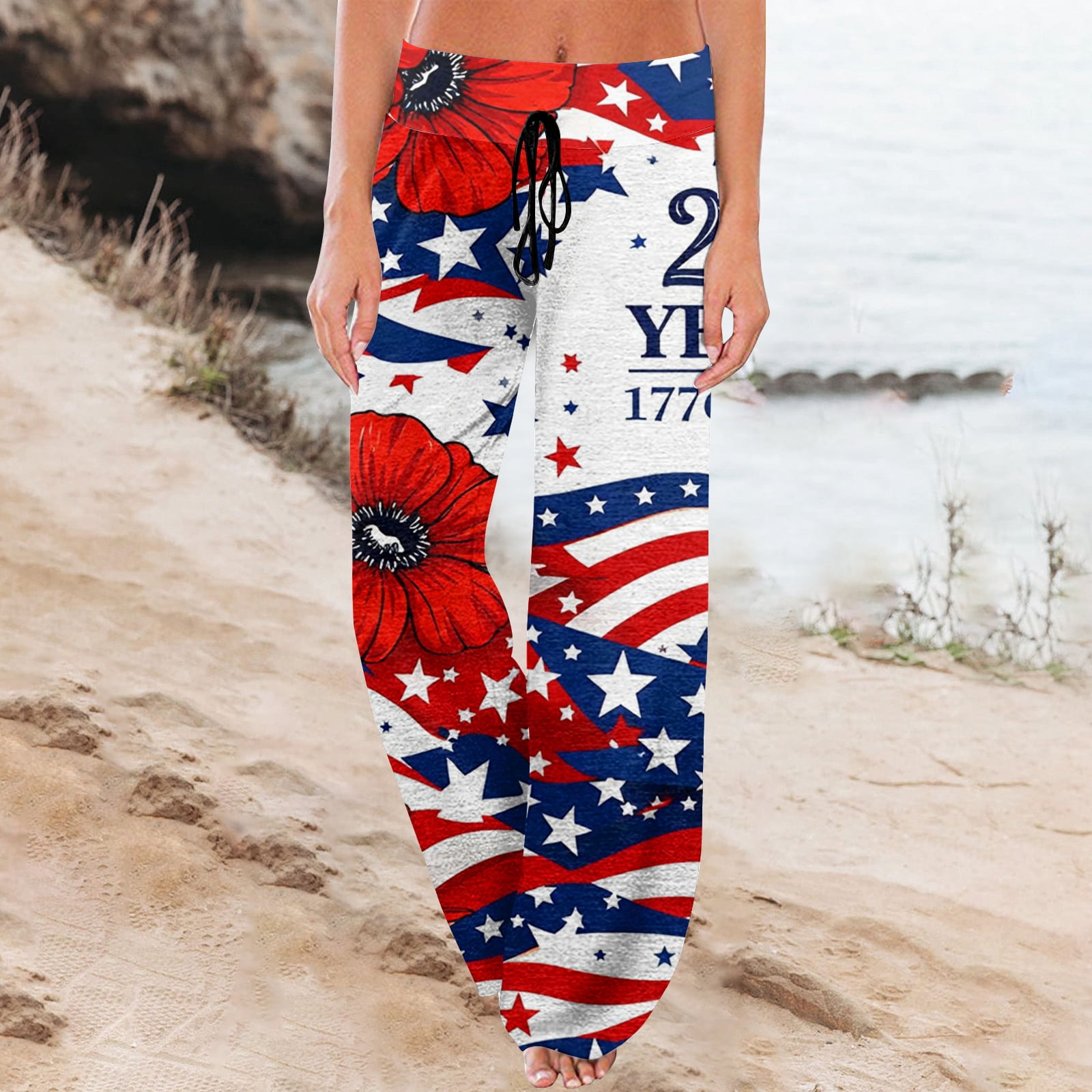 250Th Anniversary Patriotic Red White and Blue Pants, Sunflower Elastic ...