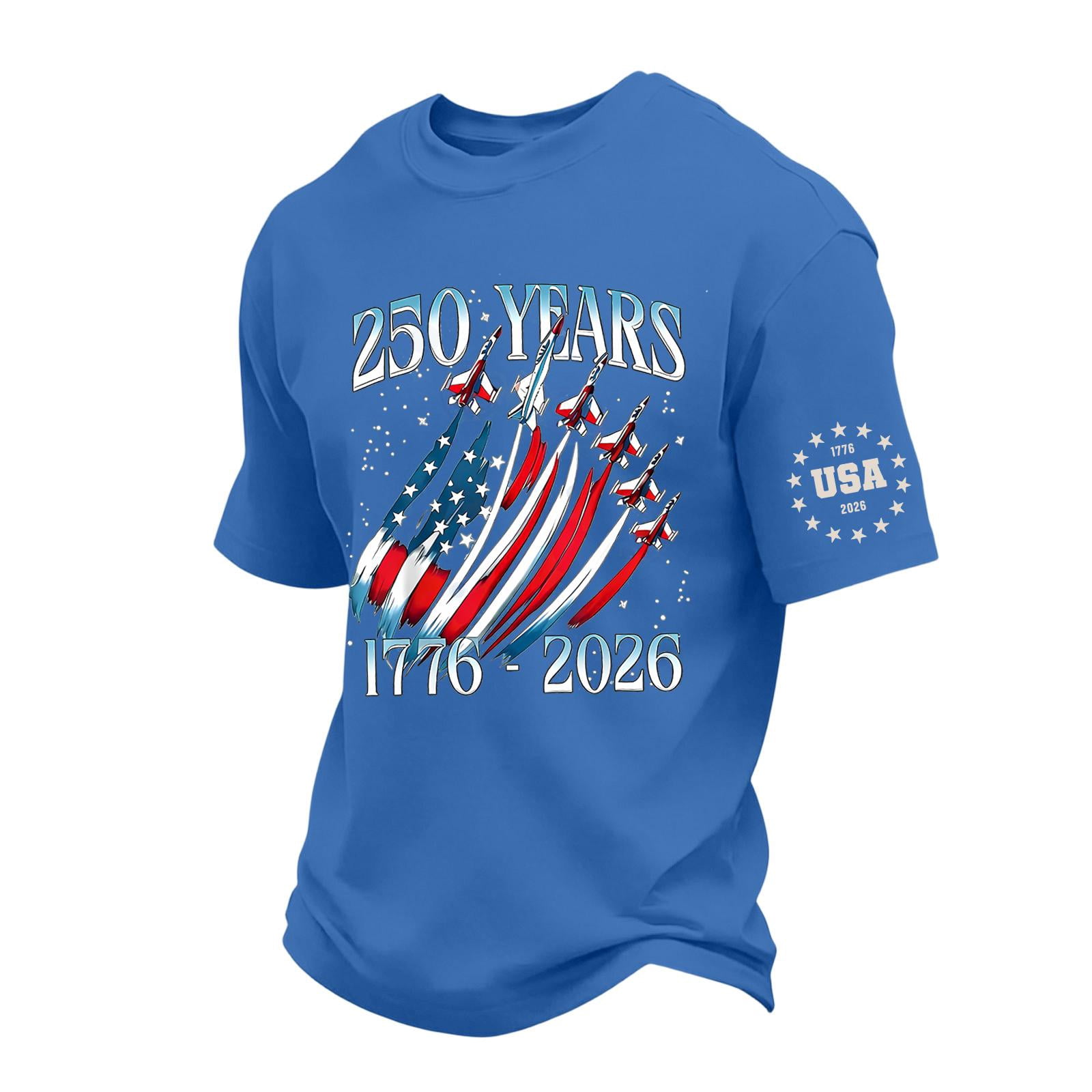250Th Anniversary Printed Men's Casual T-Shirt 250 Years of Freedom Top ...