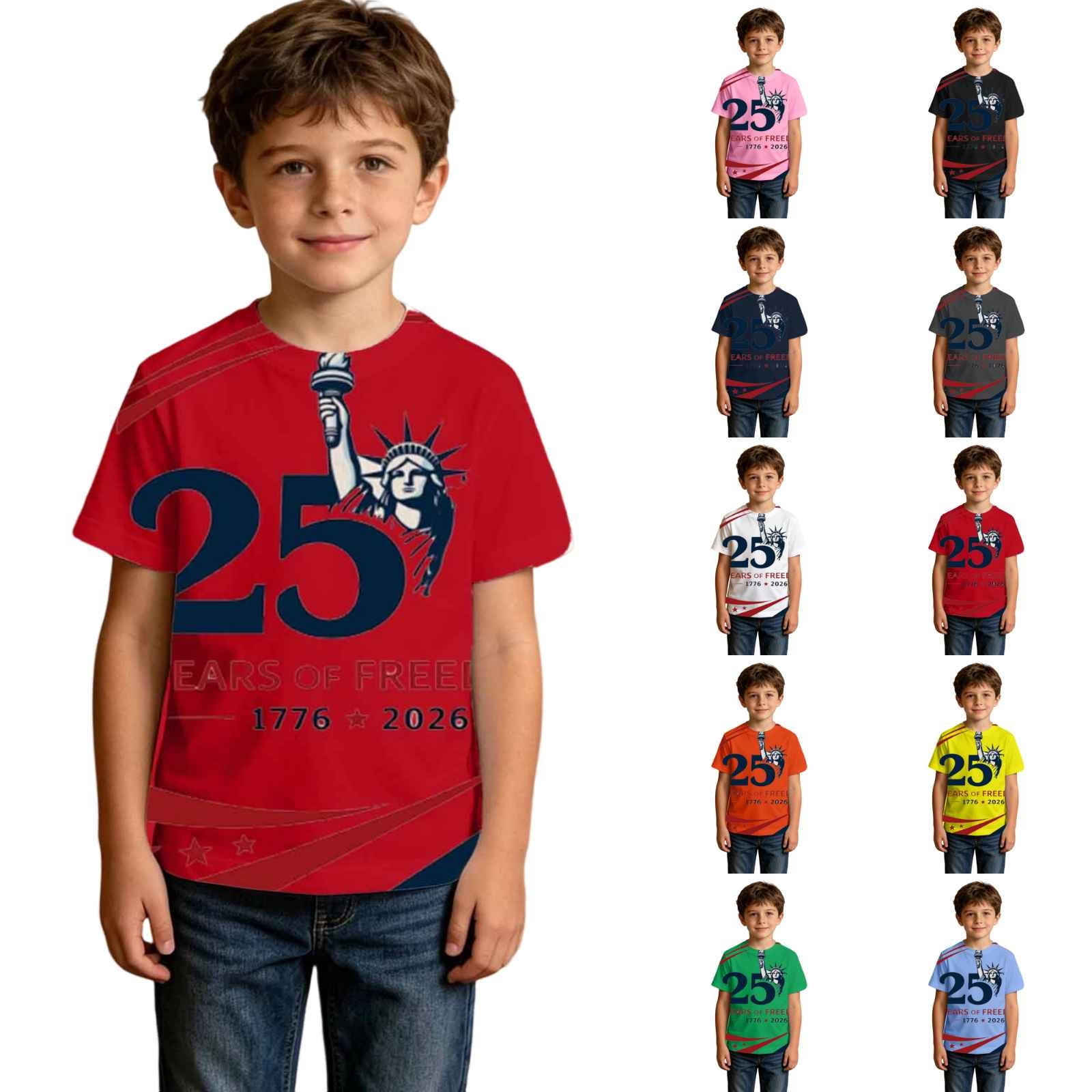 250Th Anniversary Shirts Boys Lightweight Short Sleeve Tee Everyday ...