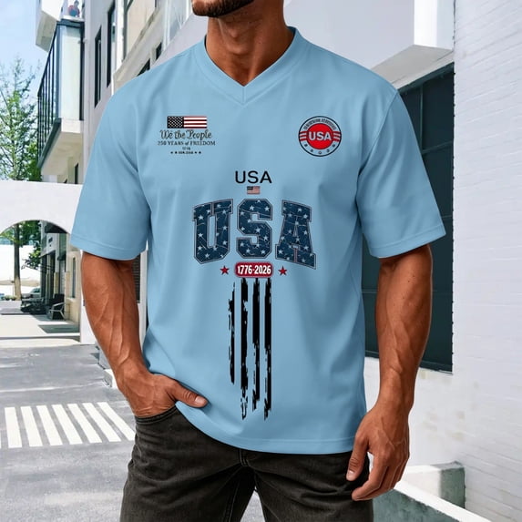250Th Anniversary USA Shirt Men Men's Summer Graphic V Neck Short ...