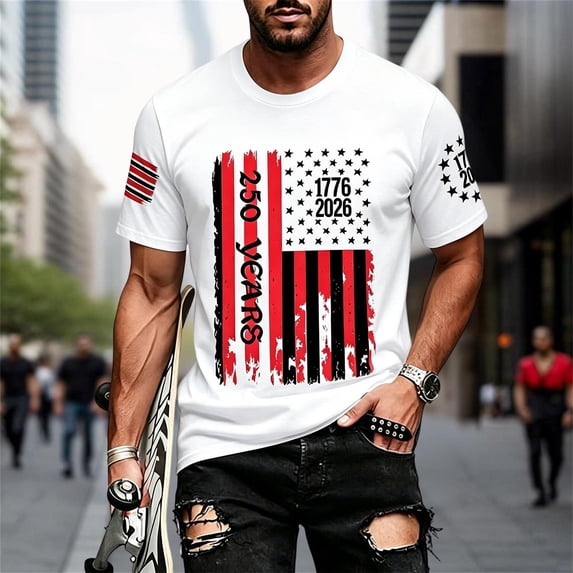250Th Anniversary USA Shirt Men's Casual Short Sleeve Breathable ...