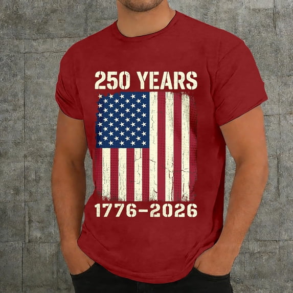 250Th Anniversary USA Shirt Men's Patriotic Knit Graphic Short Sleeve ...