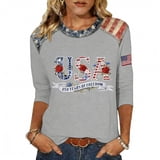 250Th Anniversary USA Shirt Women Patriotic Flag Print Tunic Tops 3/4 ...