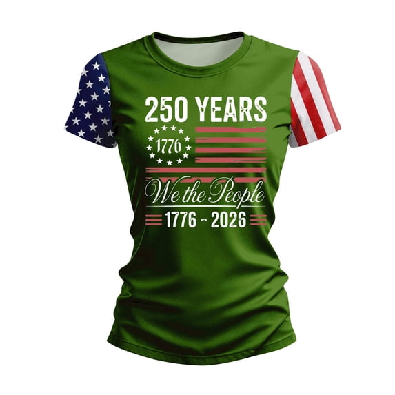 250Th Anniversary USA T Shirts for Women Short Sleeve Funny 4Th of July ...