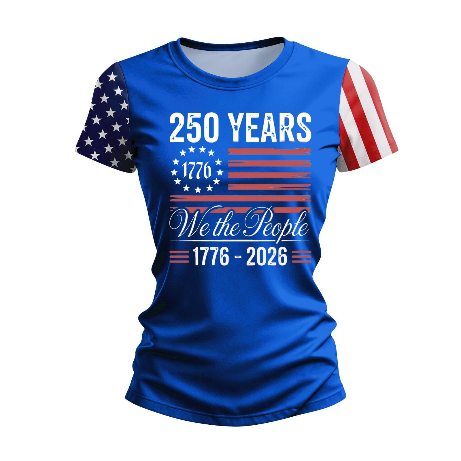 250Th Anniversary USA T Shirts for Women Short Sleeve Funny 4Th of July ...