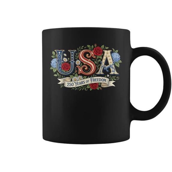 250Th Anniversary Usa Floral Patriotic 4Th Of July Coffee Mugs ...