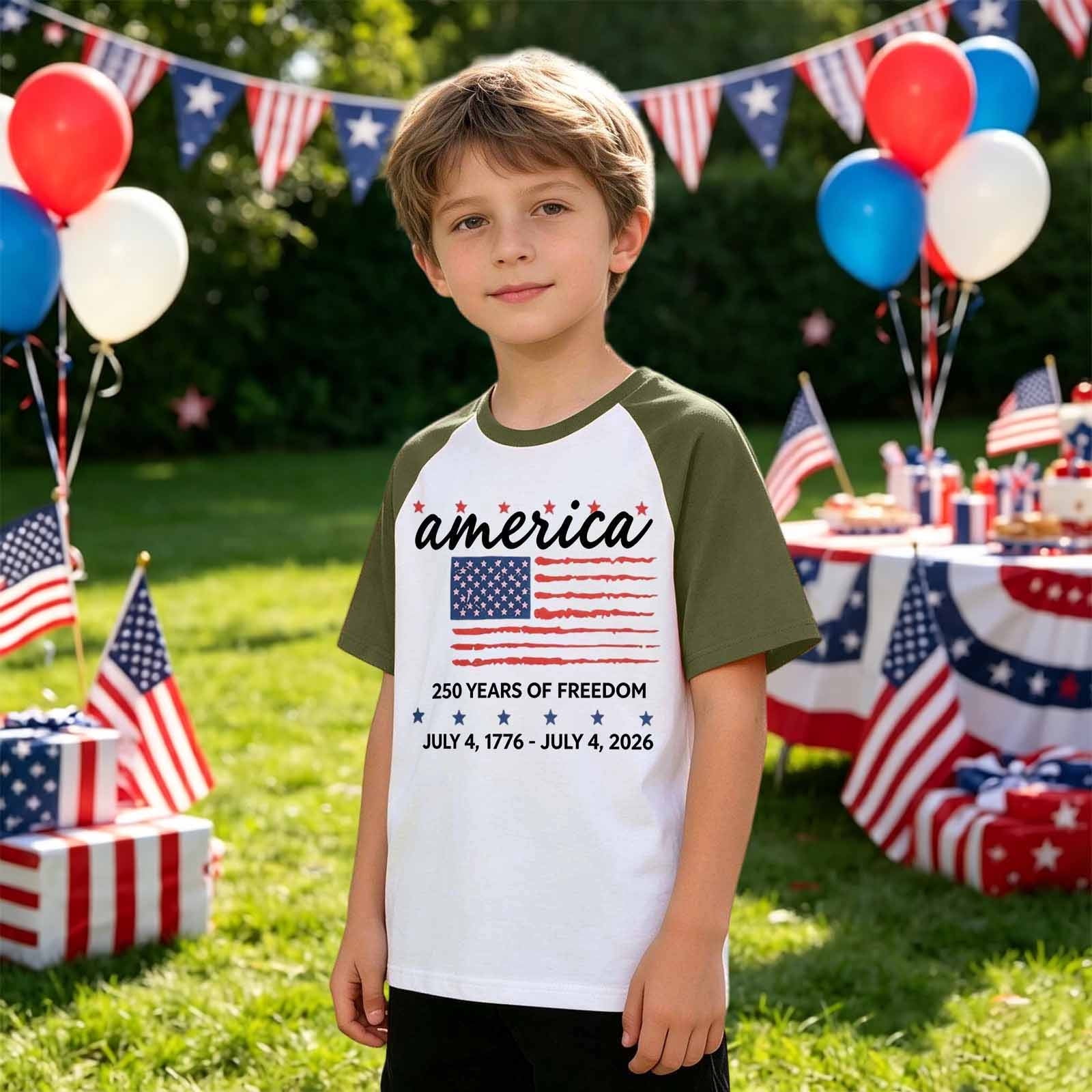 250Th Anniversary Usa Shirt Boys Independence Day Flag Print Short ...