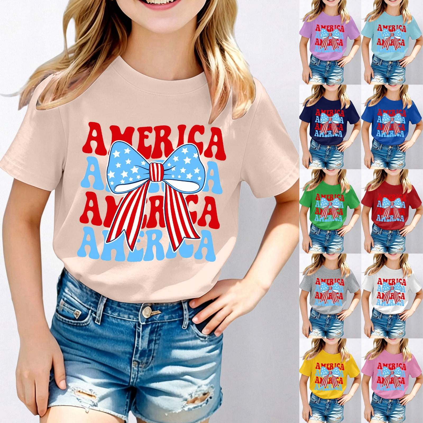 250Th Anniversary Usa Shirt Girls Independence Day Short Sleeve Trendy ...