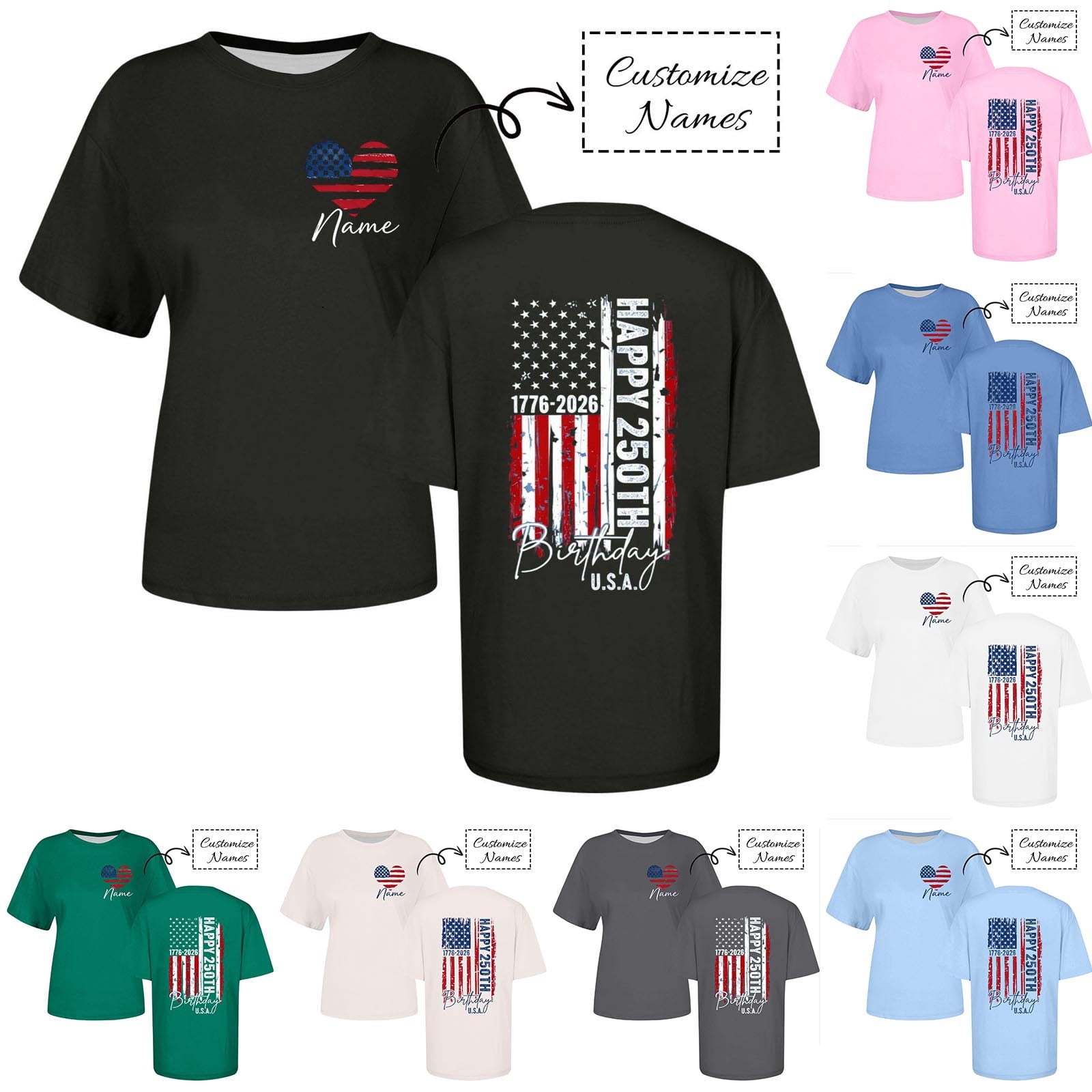 250Th Anniversary Usa Shirt Women's Independence Day Print Loose Fit ...