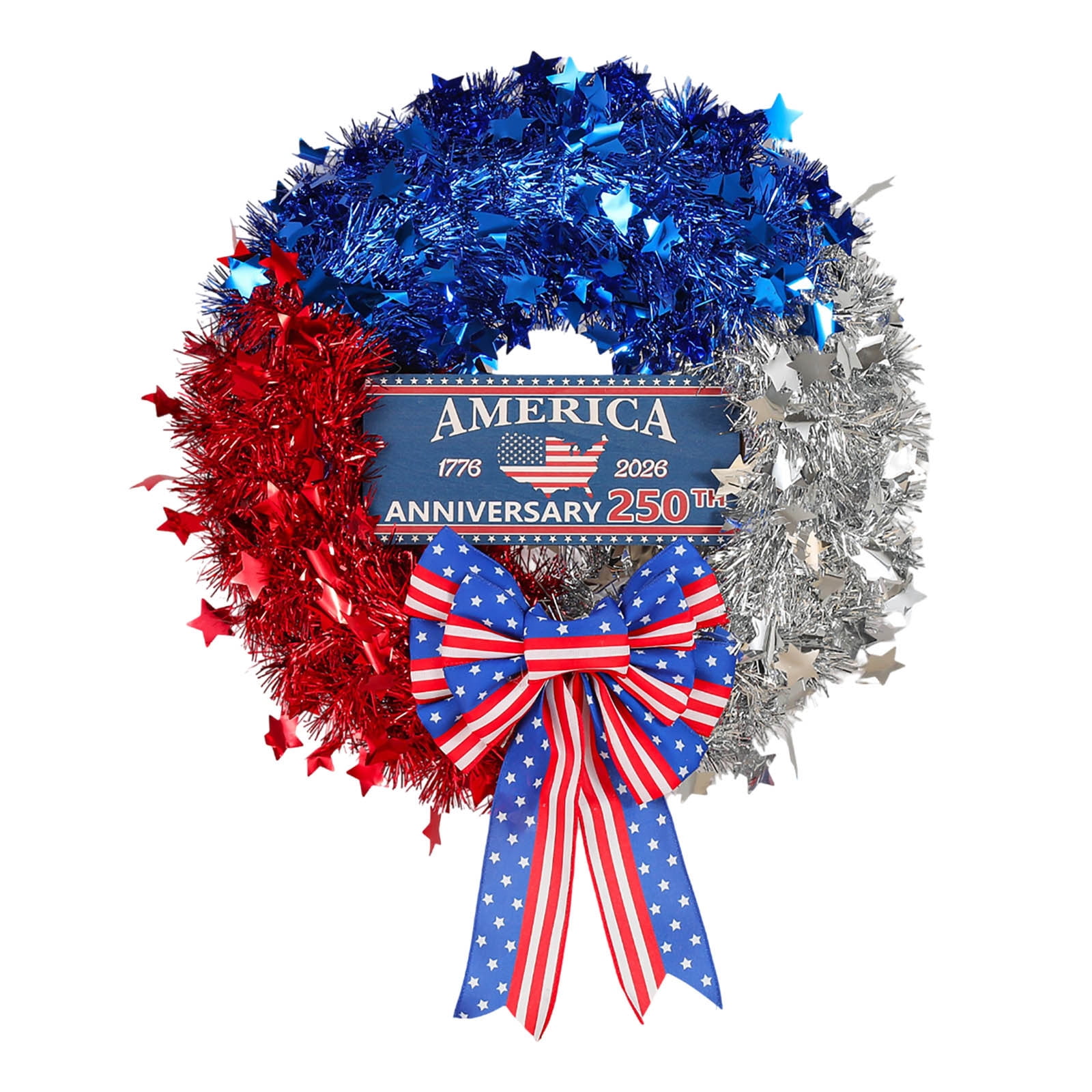 250Th Independence Day Red White Blue Star Vine Berry Door Hanging ...