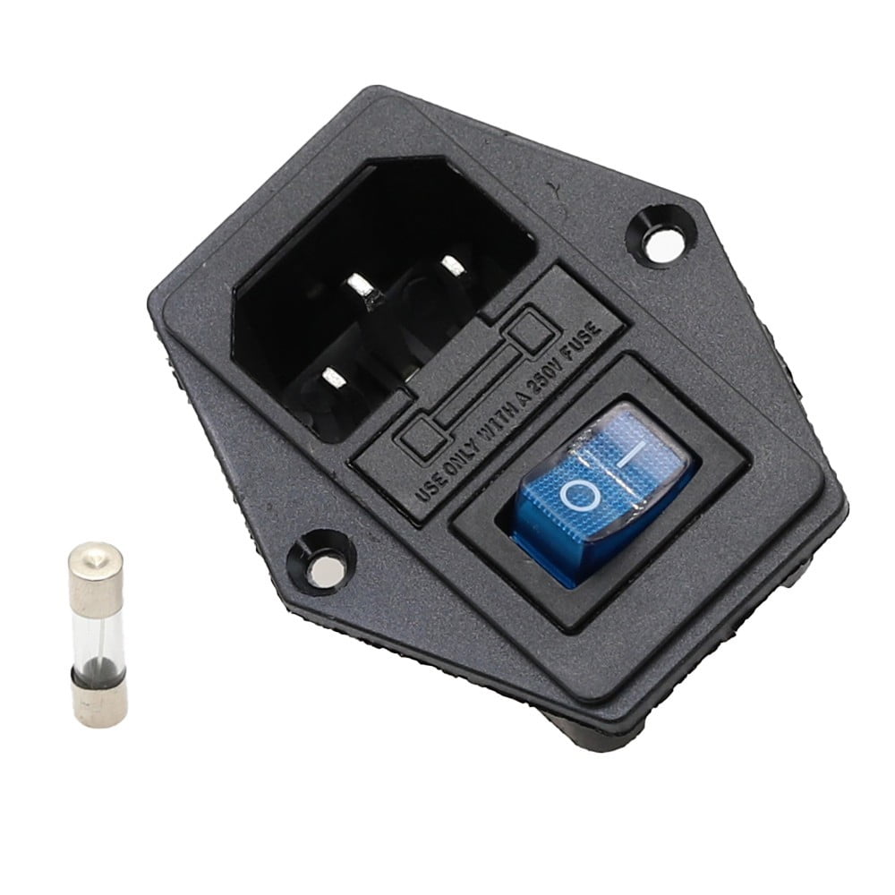 250V 10A IEC320 C14 Mounting Male Plug 3-Pin Panel Power Socket W Fuse ...