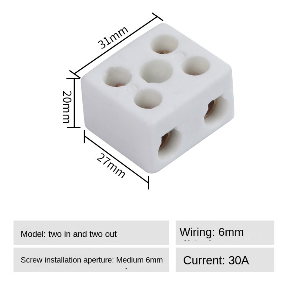 250V 2 In 2 Out Ceramic Cable Terminal Blocks 1 In 1 Out Electrical ...