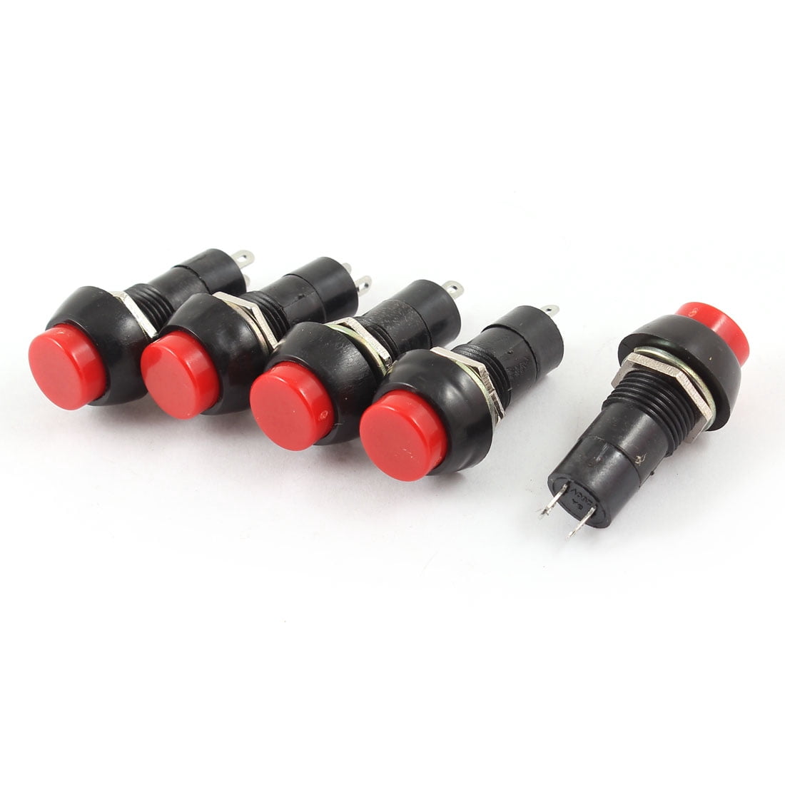 250V 3A 2 Pin SPST Locking Red Round Push Button Switch 5 Pcs - Walmart.com