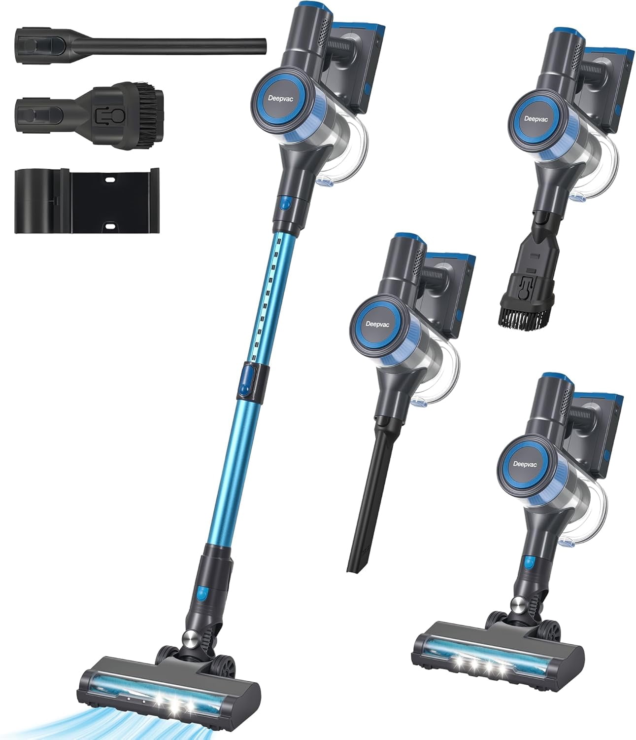 250W 25KPa Suction Cordless Vacuum Cleaner, 6-in-1 Lightweight Stick ...