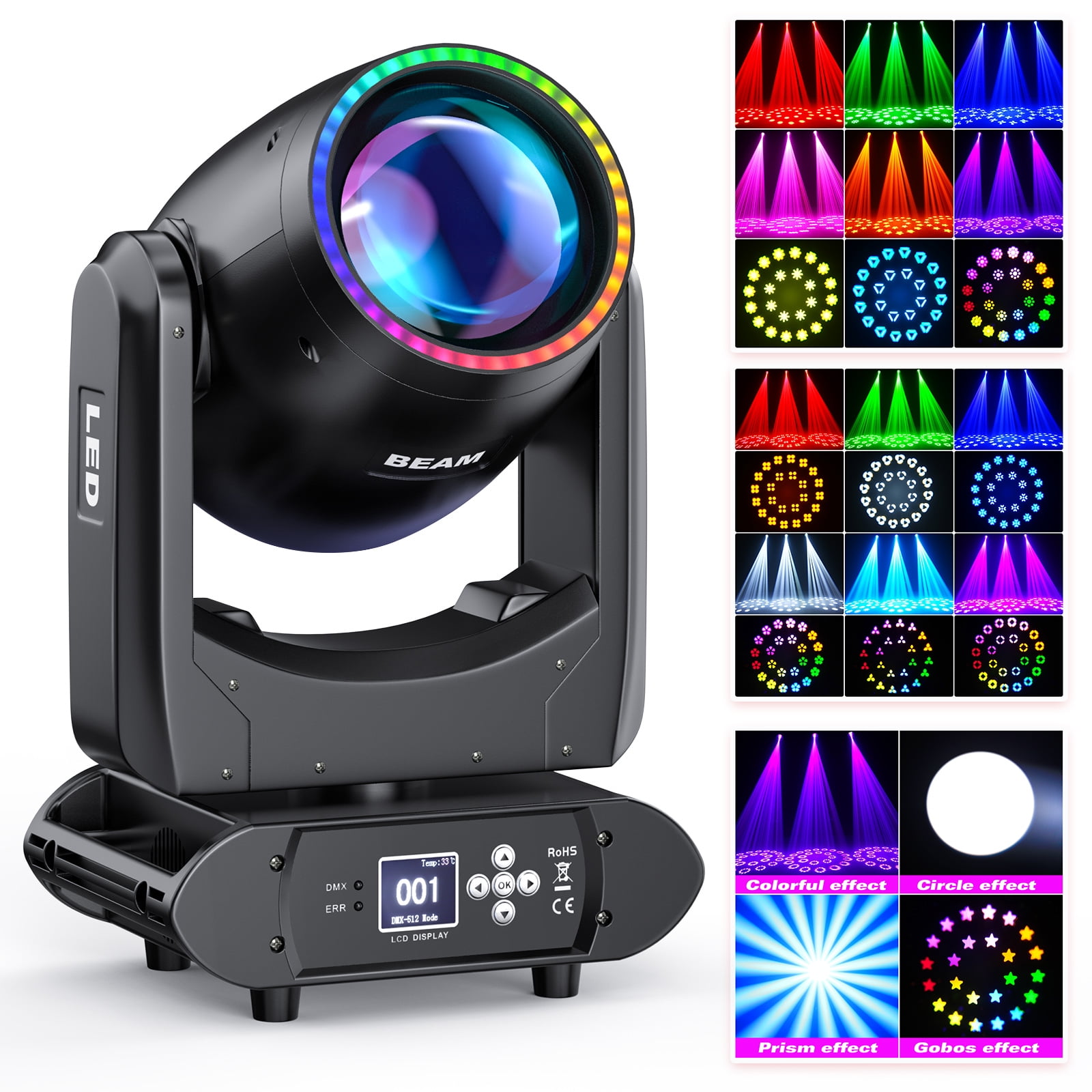 250W 6+18 Prism Beam Moving Head DJ Light 18 Gobos Stage Light with ...