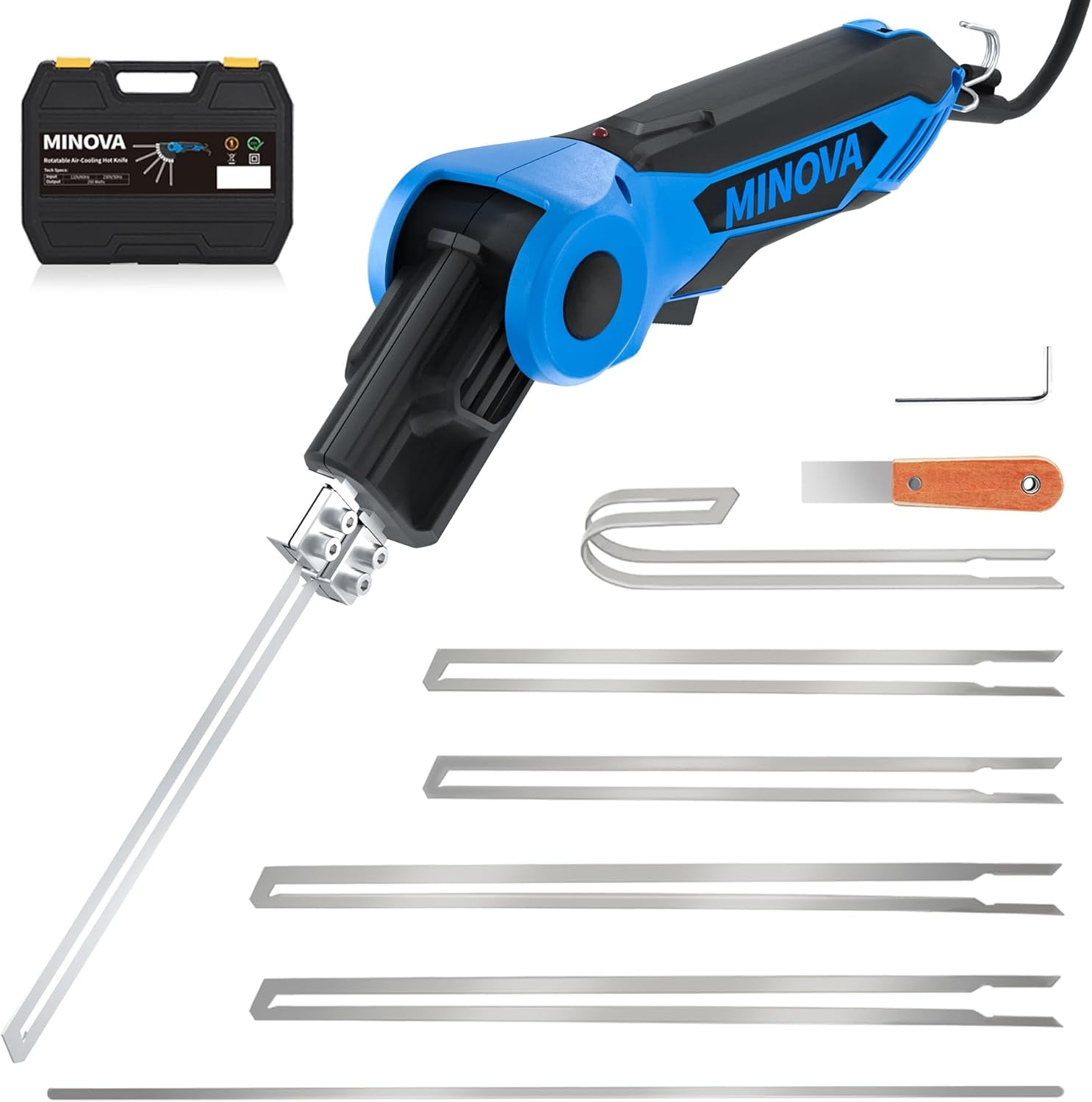 250W AC Rotatable Electric Hot Knife, 6 Blades Foam Cutter Cutting Tool ...