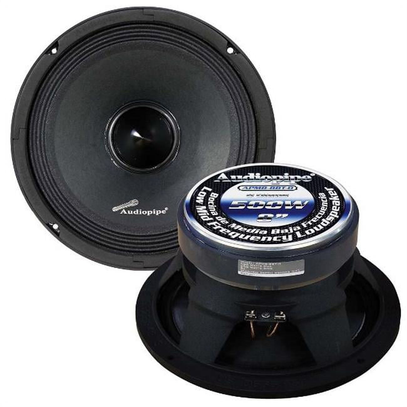 250W RMS & 500W Max 8 Ohm Audiopipe 8 in. Low Mid Frequency Bullet ...