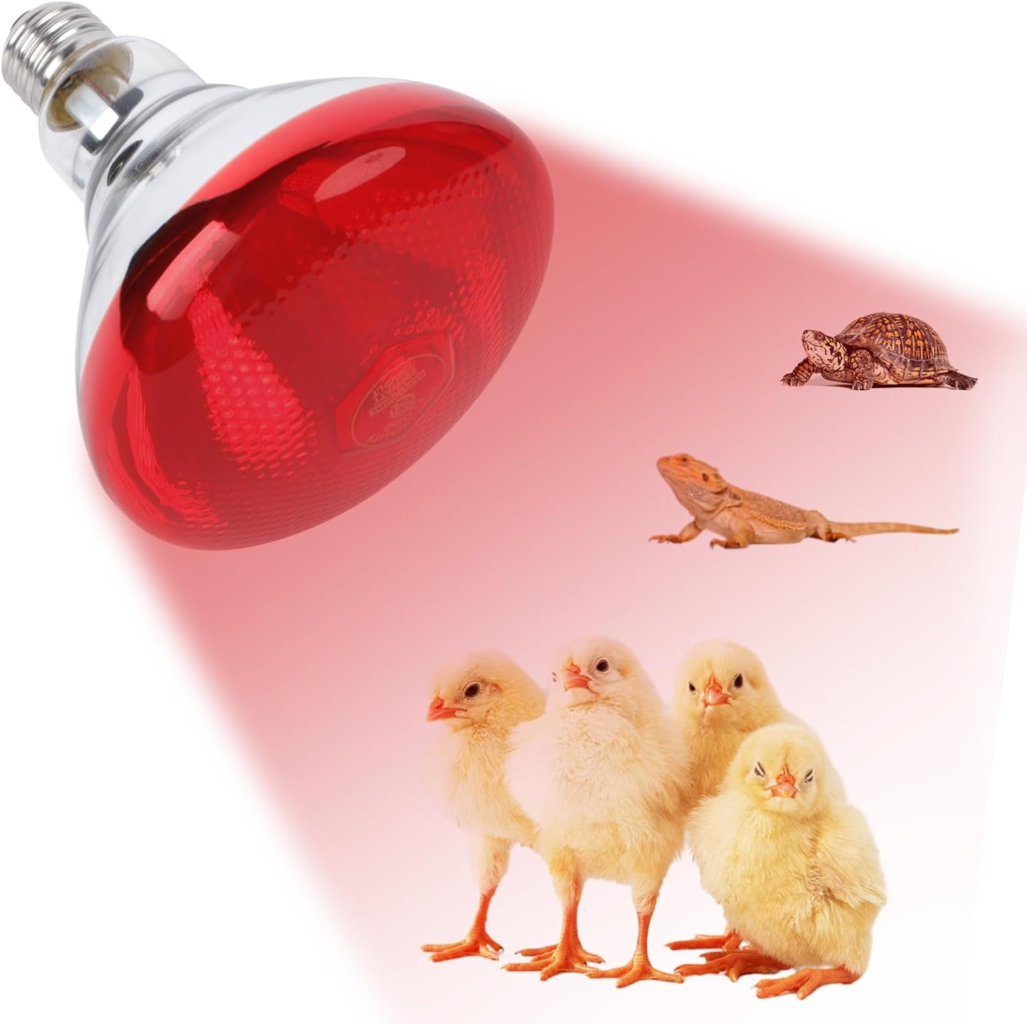 250W Red Heat Lamp Bulb, PAR38 Infrared Flood Light with E26 Glass Base ...