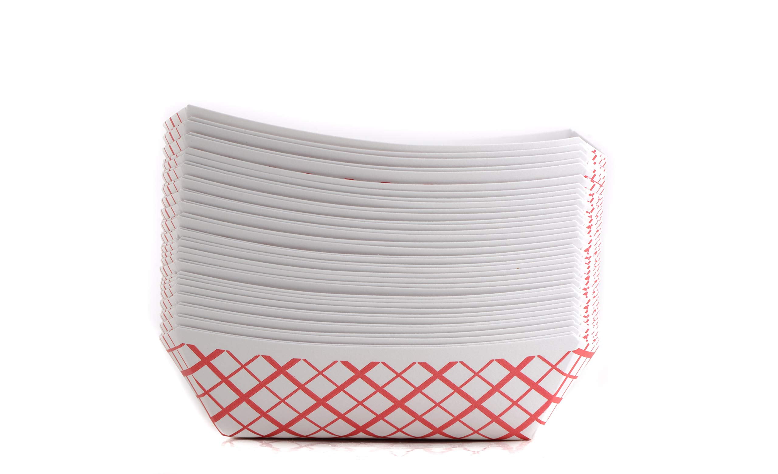 250ct Heavy Duty Disposable YPF5 Paper Food Tray (1 Red Check Food Tray ...