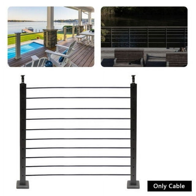 250ft 1/8" Stainless Steel Cable Black Wire Rope Cable Railing System ...