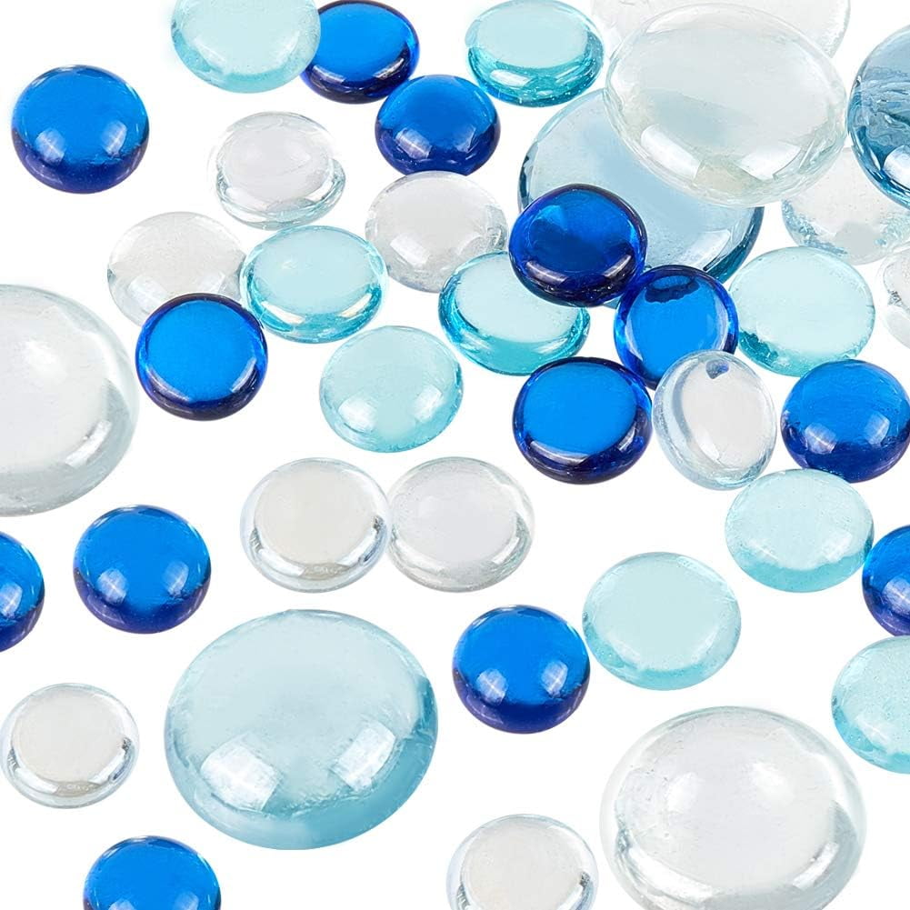 250g 5 Styles Glass Gravel Cabochons Round Glass Marbles Pebbles Beads ...