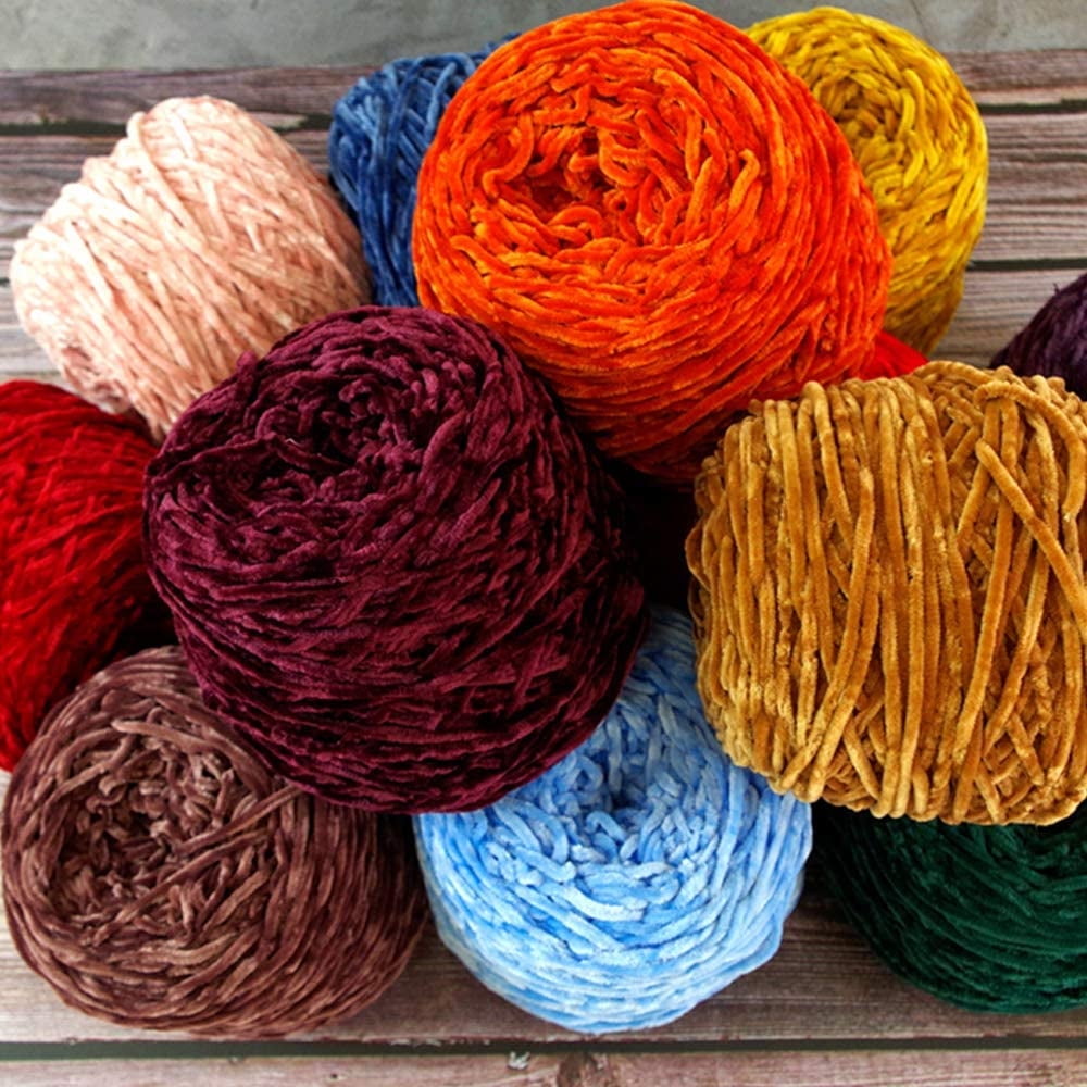 250g Chenille Velvet Yarn Black Bulky Vegan Soft Yarn Velvet Knitting ...