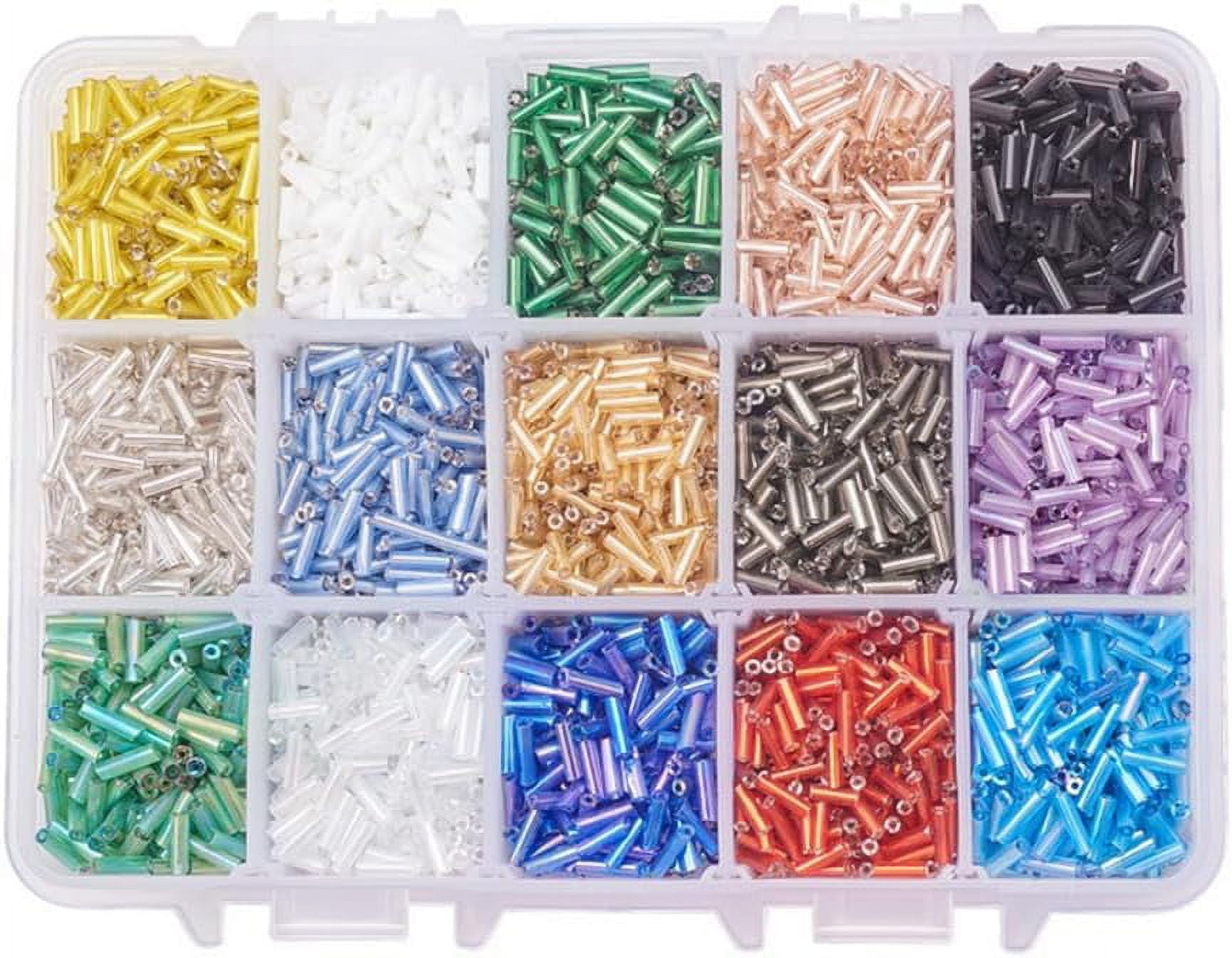 250g Glass Bugle Bead 6mm Tube Beads Silver Lined Seed Bead Small Craft ...