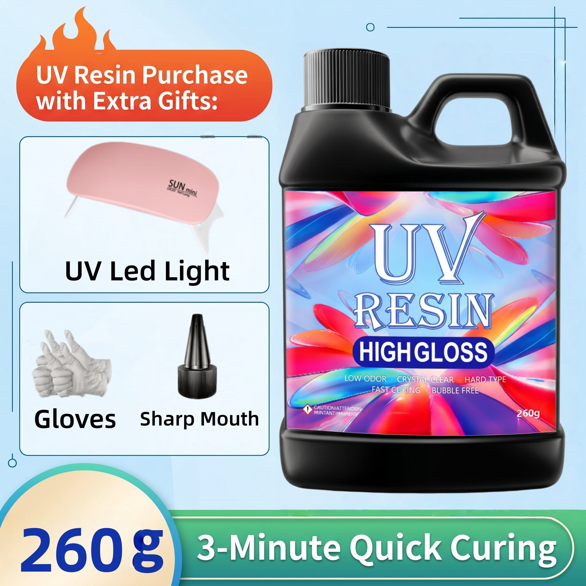 250g Hard Type UV Resin Crystal Clear Low Odor - UV Sunlight Curing ...