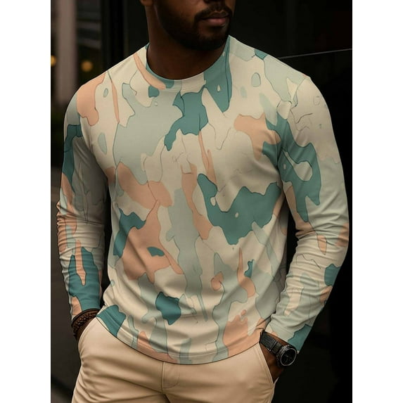 250g long-sleeve T-shirt Camo Print Long Sleeve Tee Long-sleeved ...