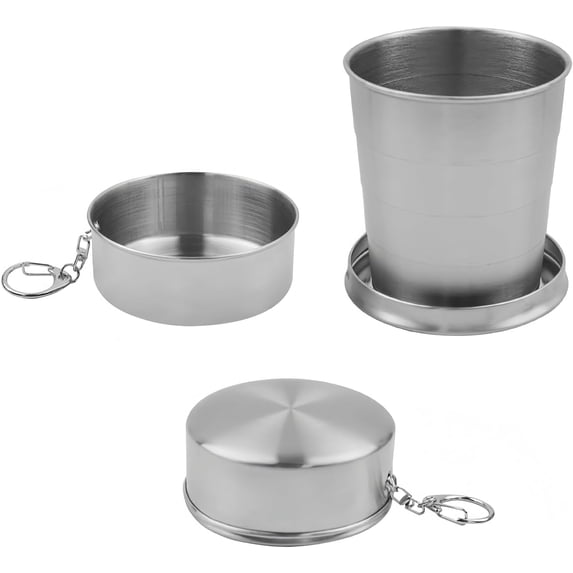 250ml (8.45oz) Stainless Steel Collapsible Travel Cup – Keychain ...