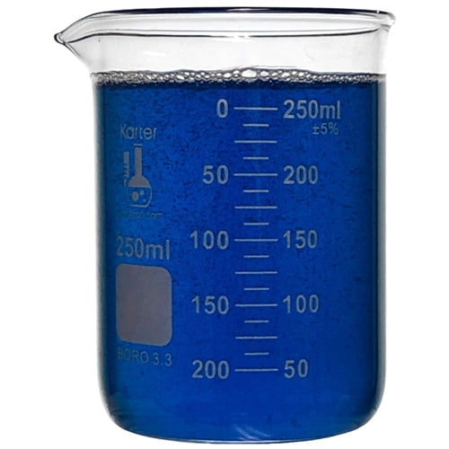 250ml Beaker, Low Form Griffin, Borosilicate 3.3 Glass, Double-Scale ...