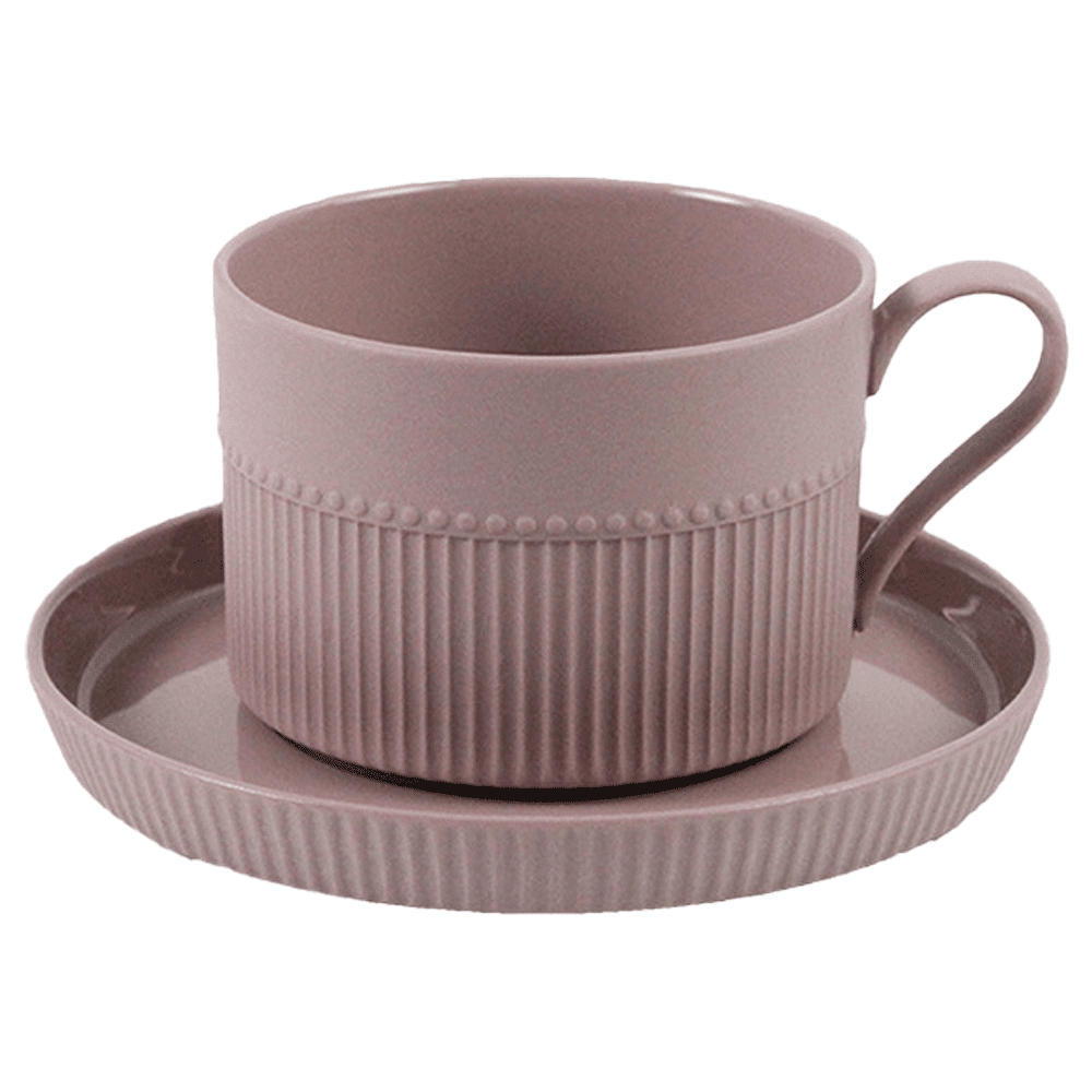 250ml Ceramic Coffee Cup with Saucer, Solid Color Tea Cup and Saucer ...