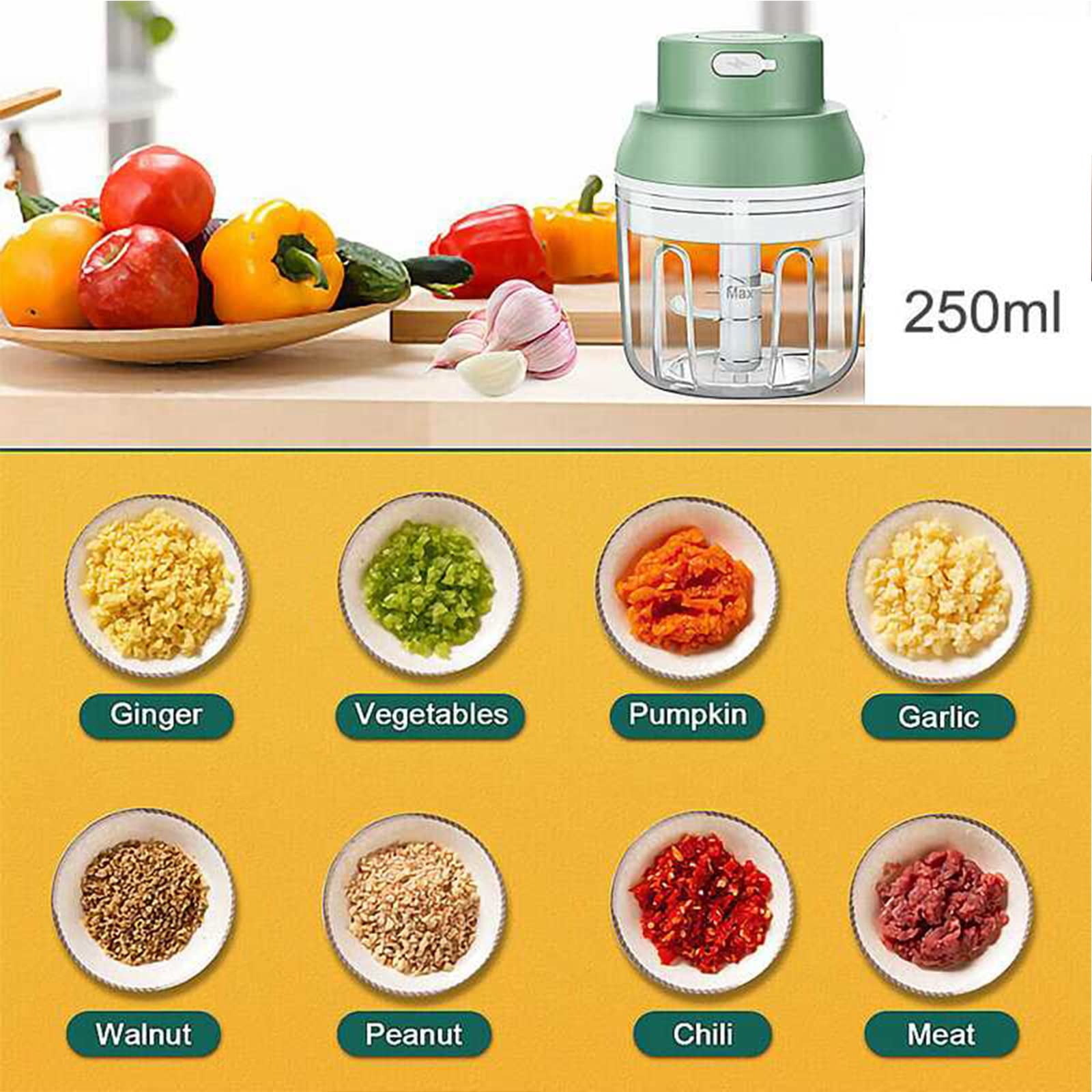 250ml Electric Garlic Mincer,Garlic Press Food Chopper Blender ...