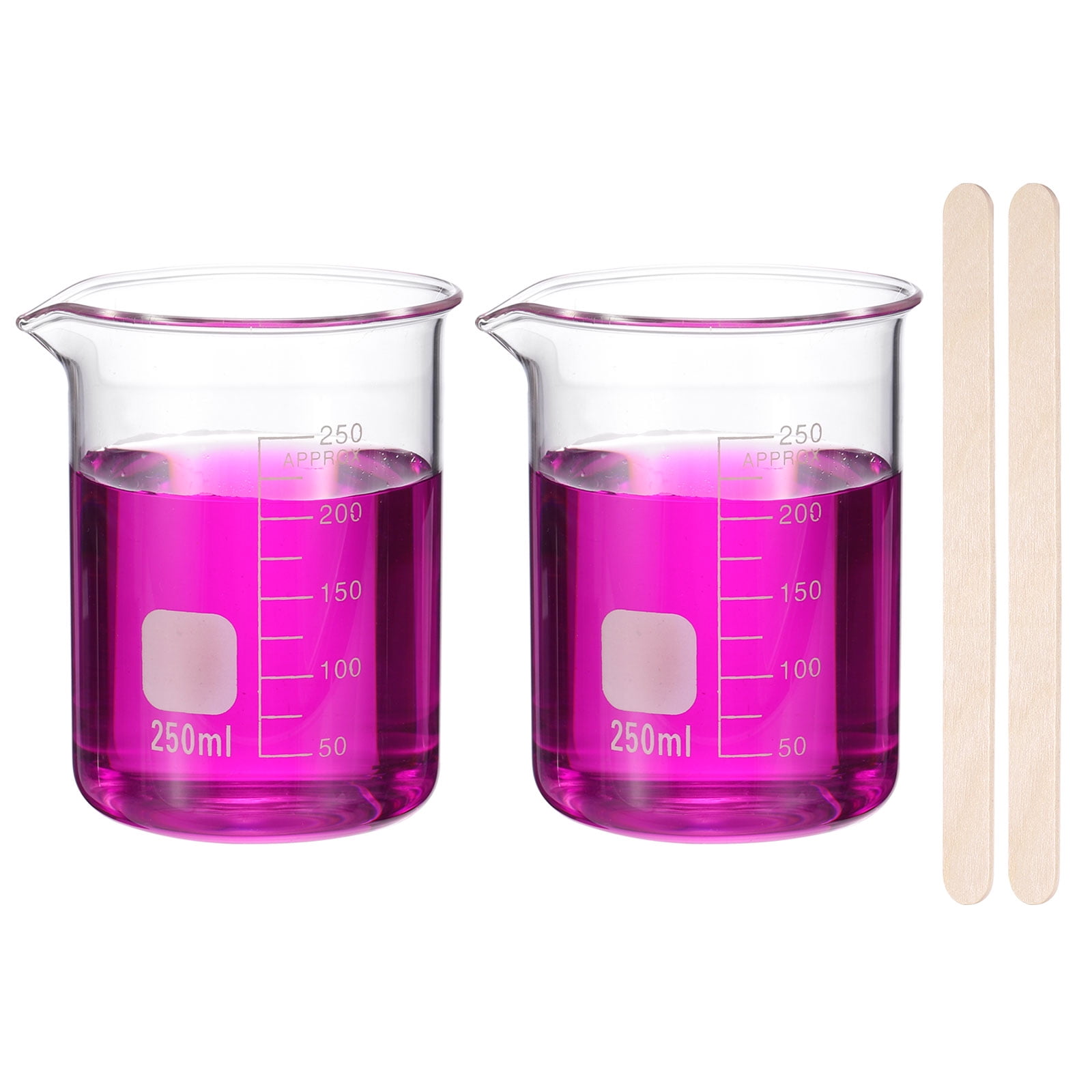 250ml Glass Beaker, 2 Pack Measuring Glass Beaker Graduated ...