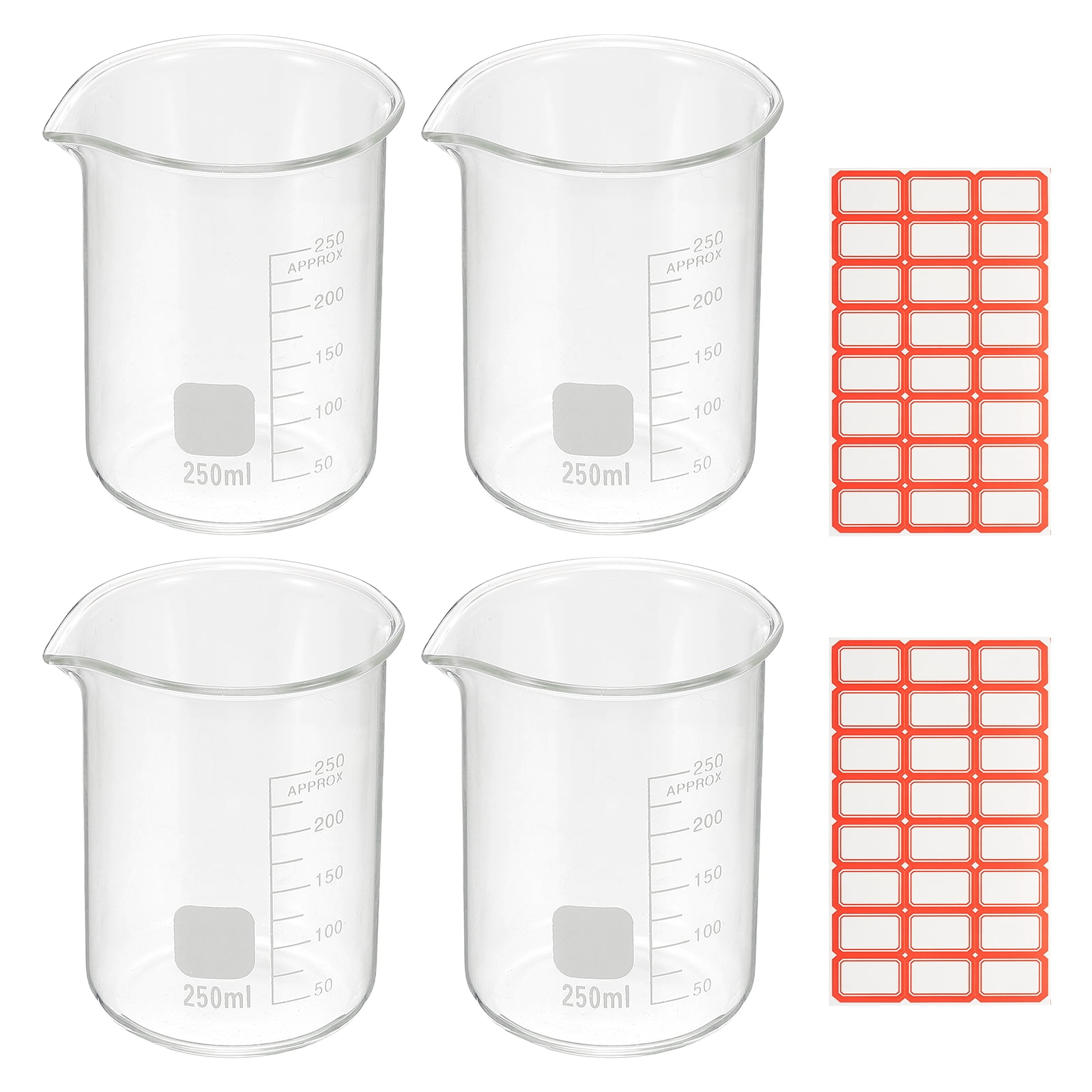 250ml Glass Beaker, 4 Pack Measuring Glass Beaker Graduated ...