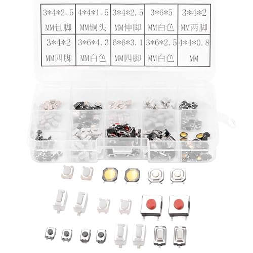 250pcs 10 Types Tactile Push Button Micro Switch Micro Momentary ...
