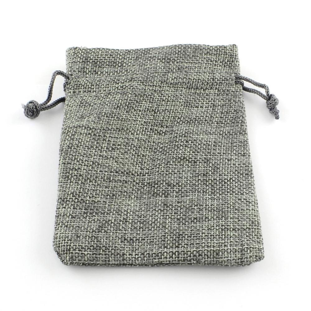 250pcs Polyester Imitation Burlap Packing Pouches Drawstring Bags for ...