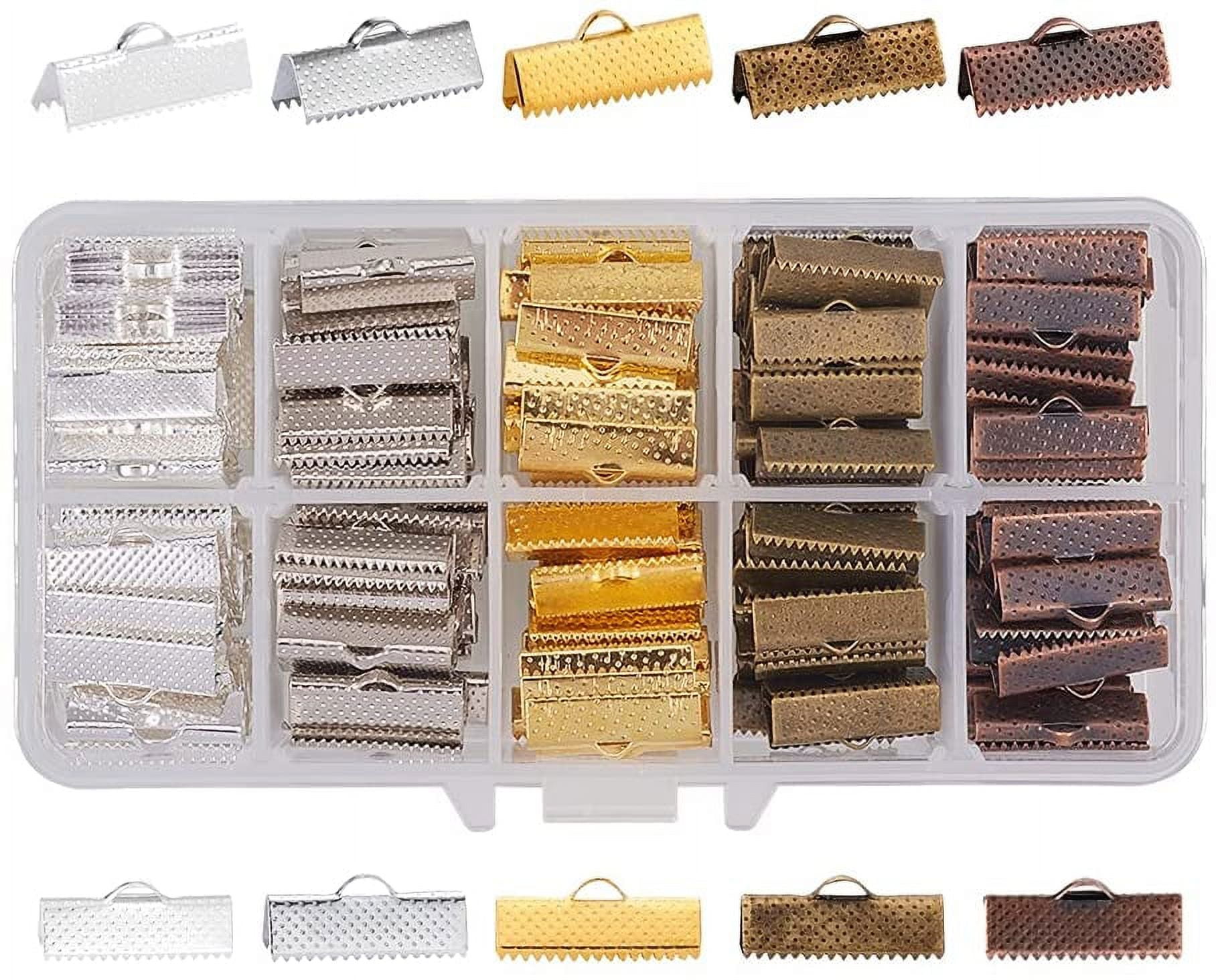 250pcs Ribbon Crimp Clamp Ends 20mm Iron Ribbon Ends Bracelet Bookmark ...