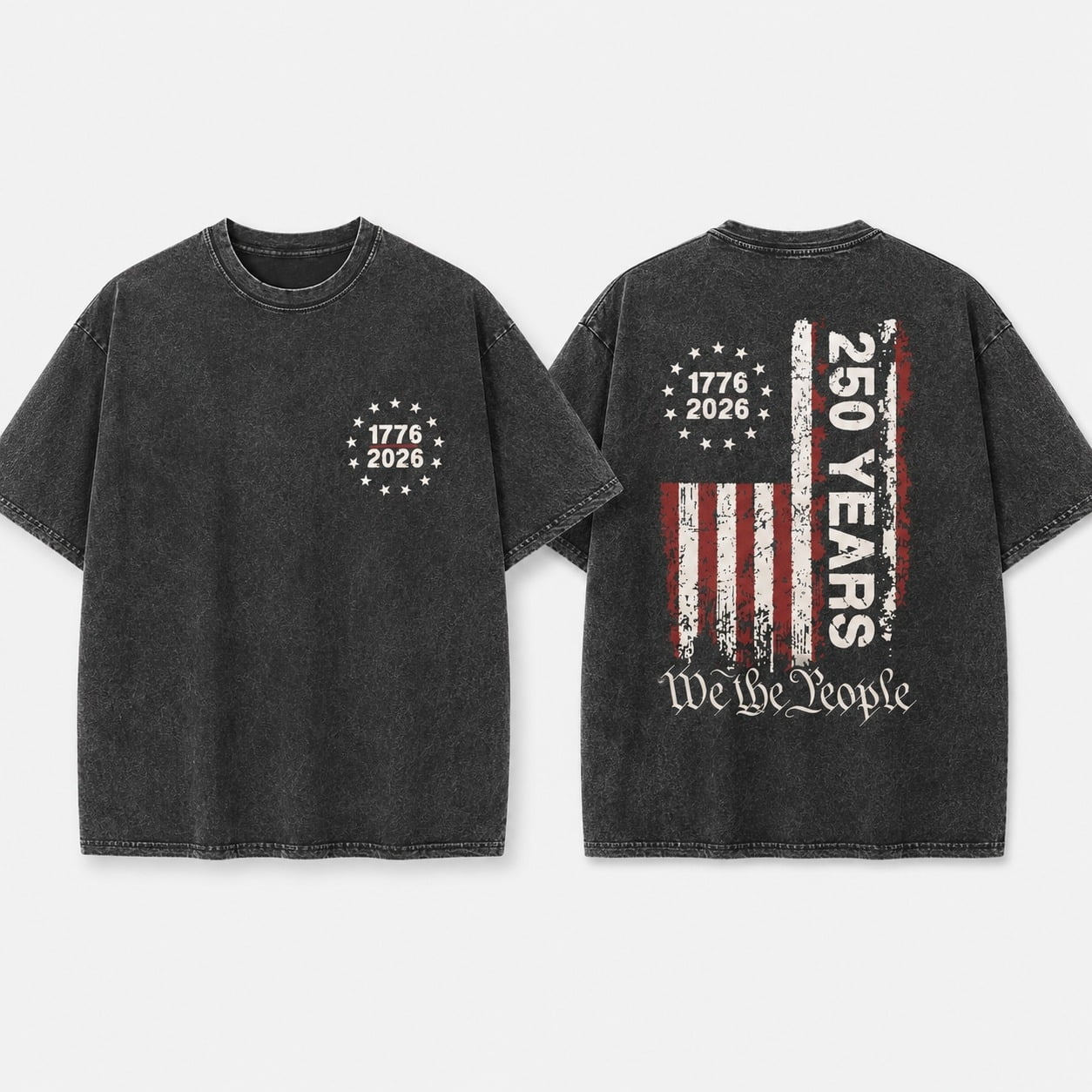 250th America Anniversary Mineral Wash T-Shirt, We The People Flag ...