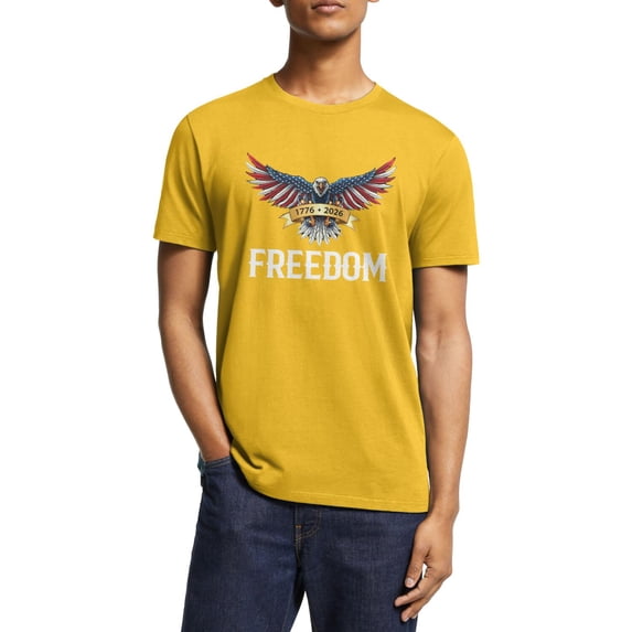 250th Anniversary 1776-2026 Yellow T-Shirt with Patriotic Artwork and ...