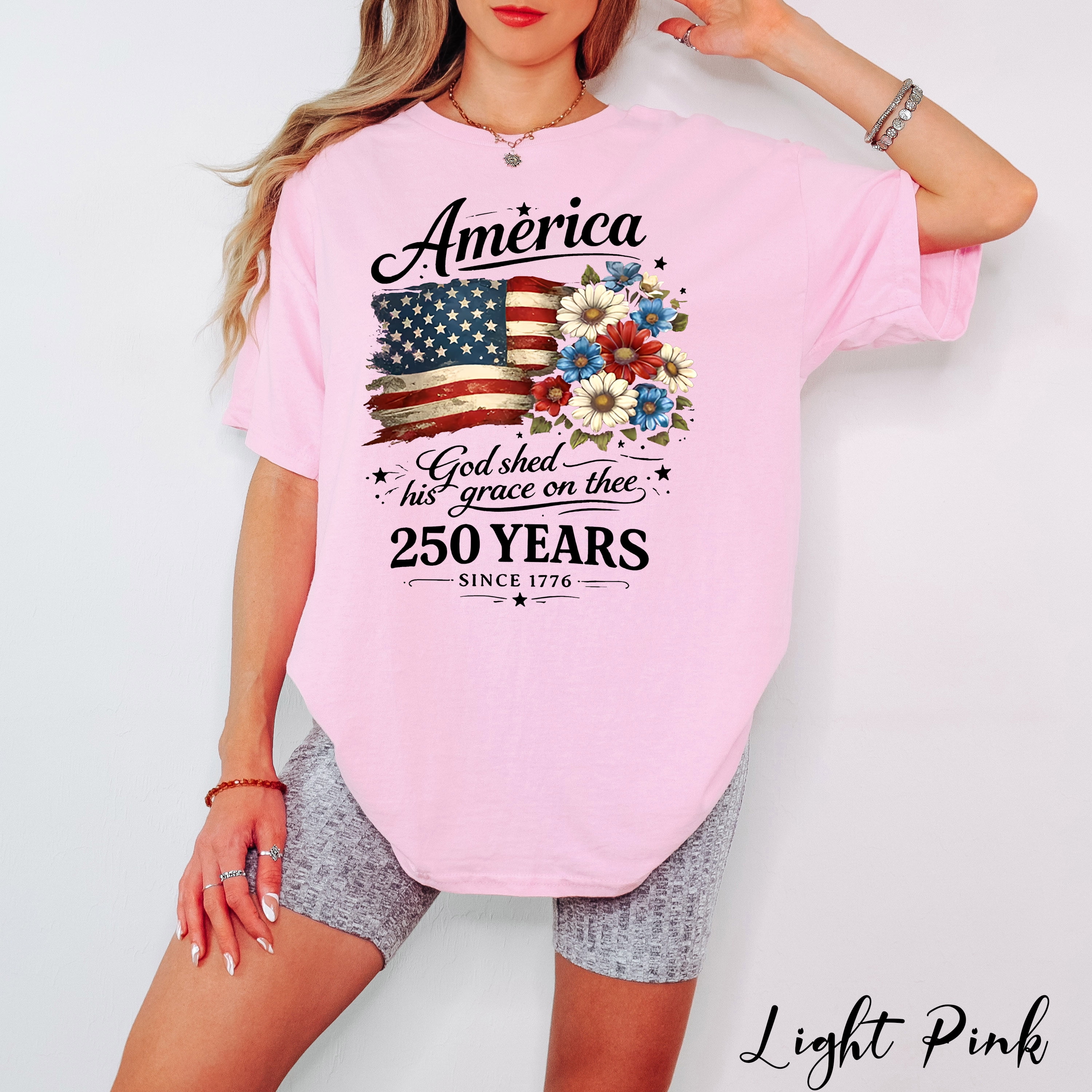 250th Anniversary 1776 T-Shirt, Patriotic 4th of July Floral Flag Tee ...