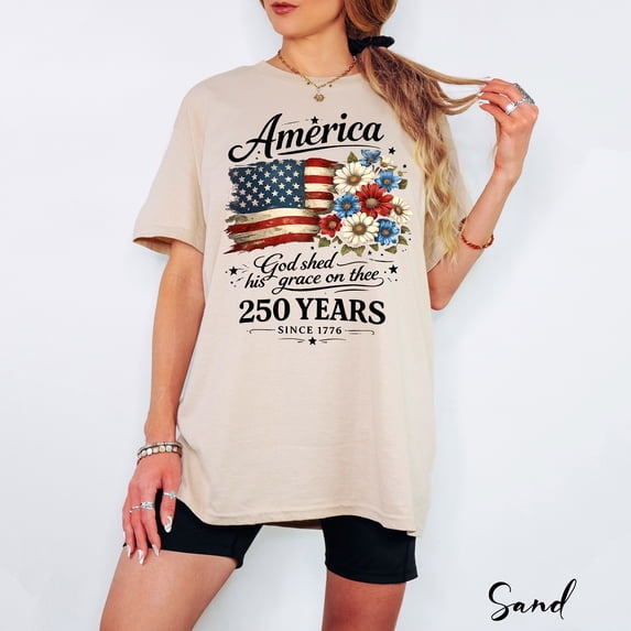 250th Anniversary 1776 T-Shirt, Patriotic 4th of July Floral Flag Tee ...