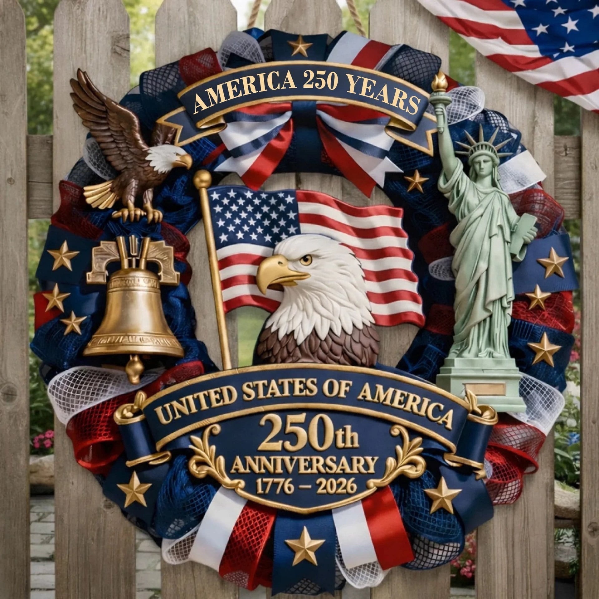250th Anniversary 4th of July Door Sign – Patriotic Decorations Wooden ...