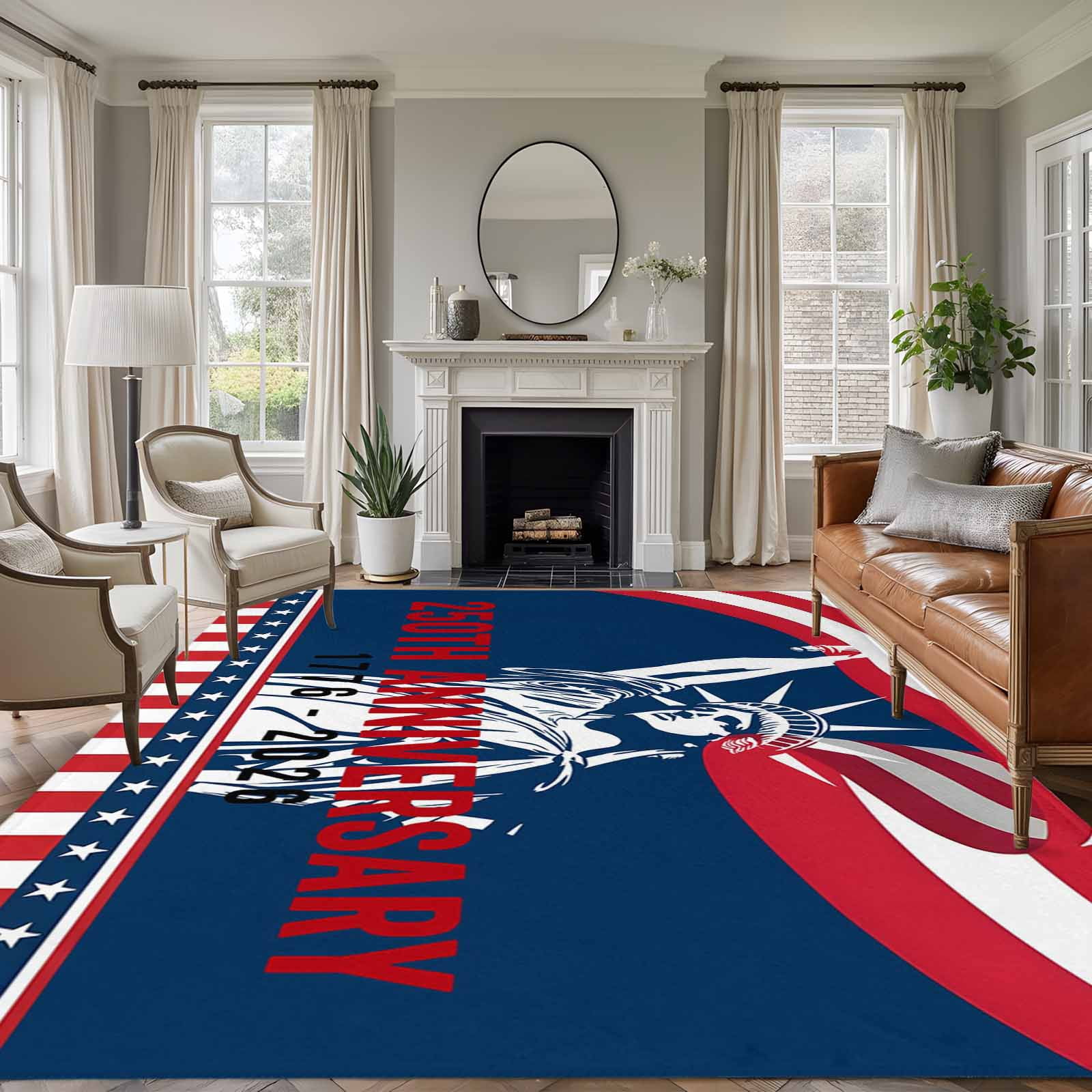 250th Anniversary 5'x8' Rug for Bedroom Under Queen Bed Placement ...