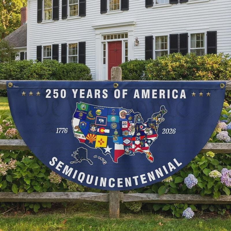 250th Anniversary 50 States USA Fan Flag, Semiquincentennial 1776-2026 ...