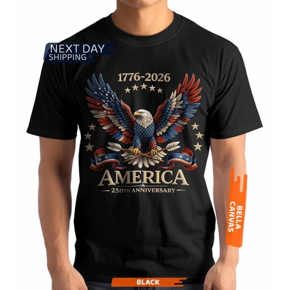 250th Anniversary America Patriotic T-Shirt, Bald Eagle American Flag ...